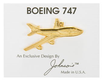 Boeing 747 2D Airplane Pin | Gold