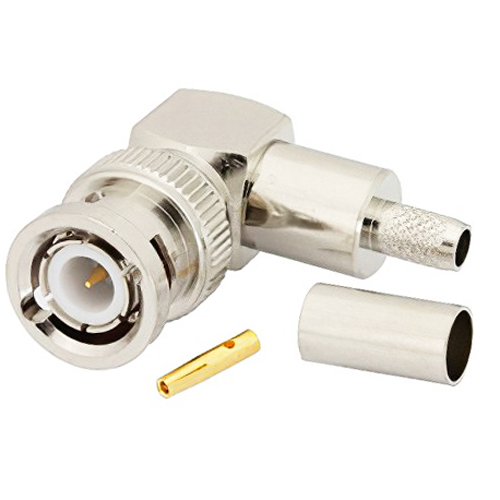 PE4345 Right Angle BNC Connector | 50Ω, Crimp/Solder
